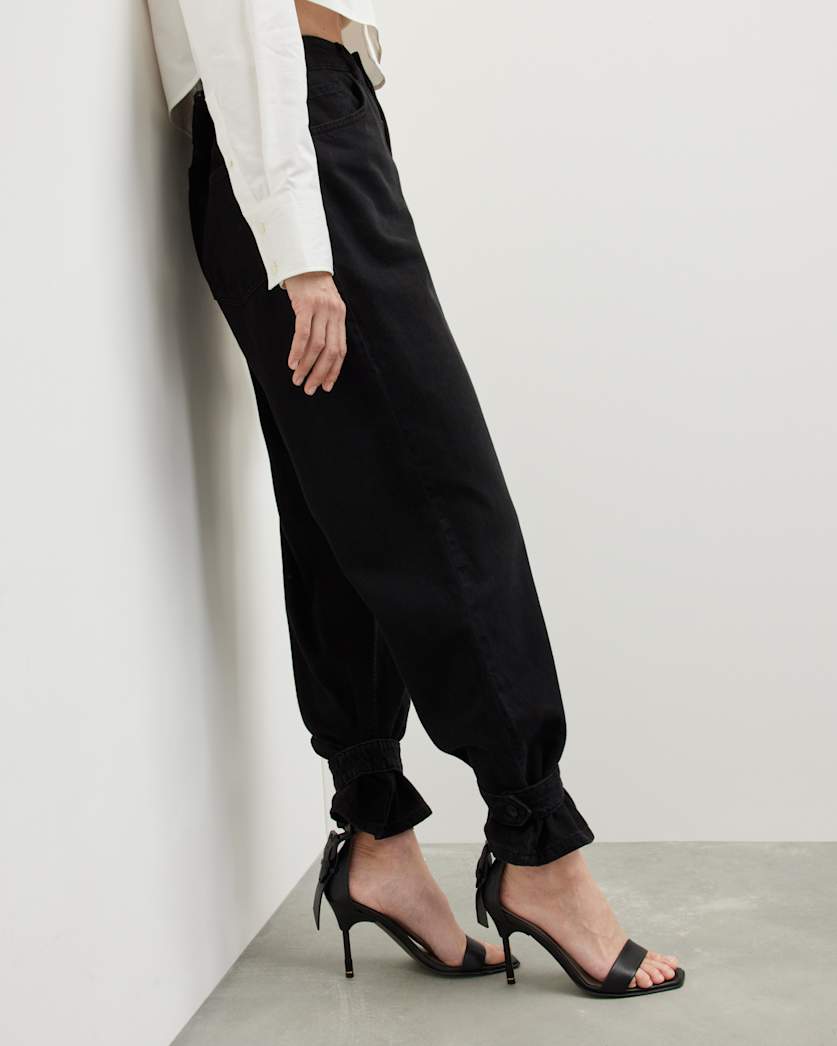 Tara High-Rise Ankle Tie Jeans Washed Black | ALLSAINTS